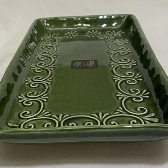 Other | Maioliche Jessica Stoneware Serving Tray Platter Green 12 Made ...